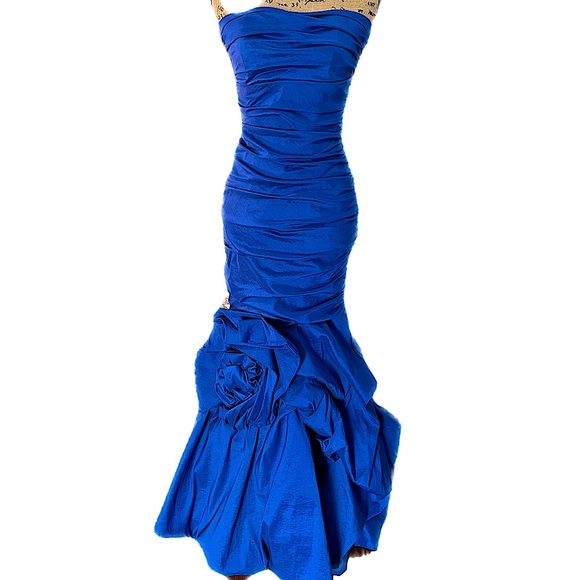 Vintage | Dresses | Vintage Cindy Royal Blue Ruched Mermaid Prom Dress ...